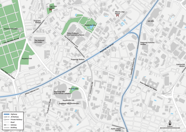 Vector map of Tokyo Roppongi｜Japan Vector Maps - Imahachi Store